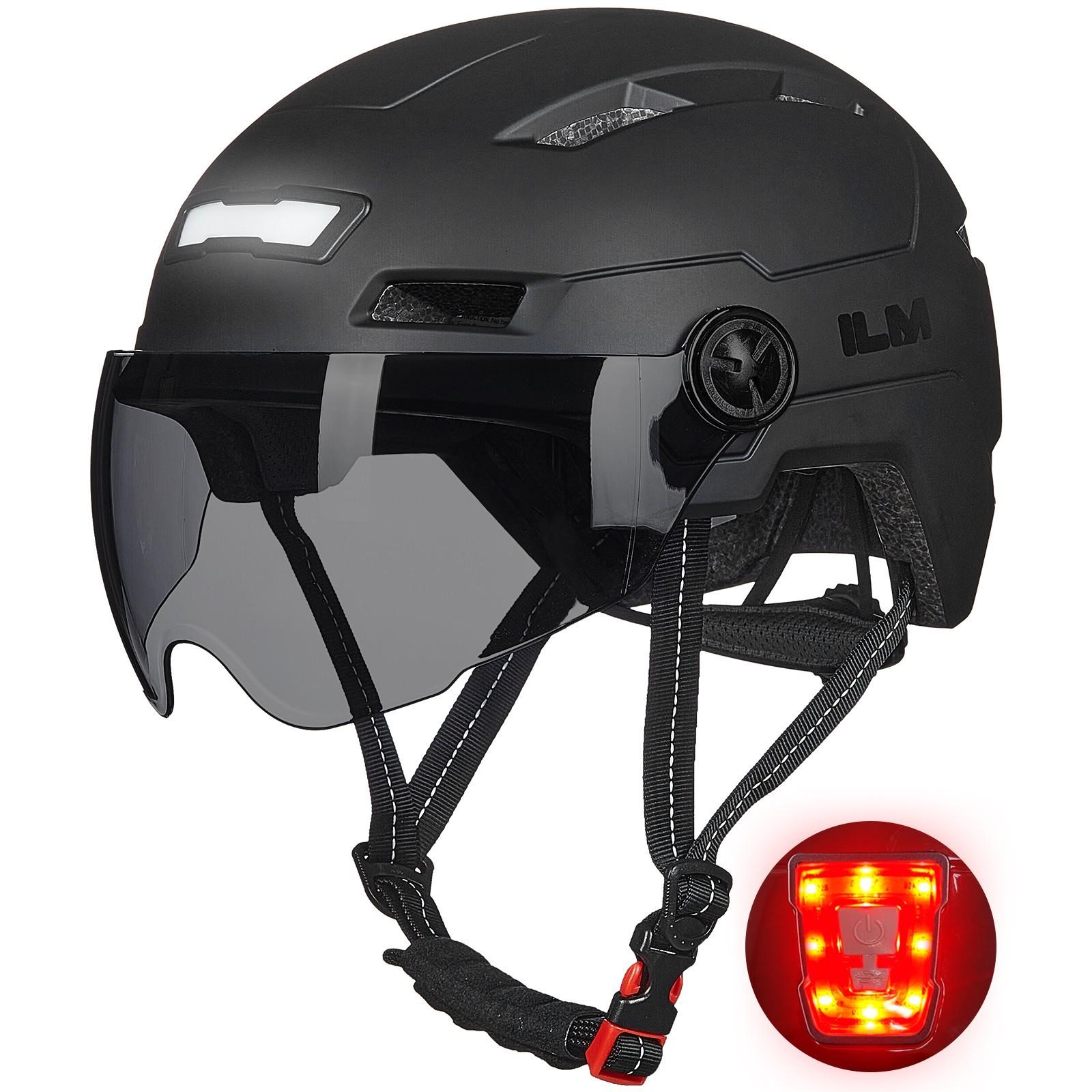 ILM Black Cycling Helmet with LED Lights - Safe & Stylish