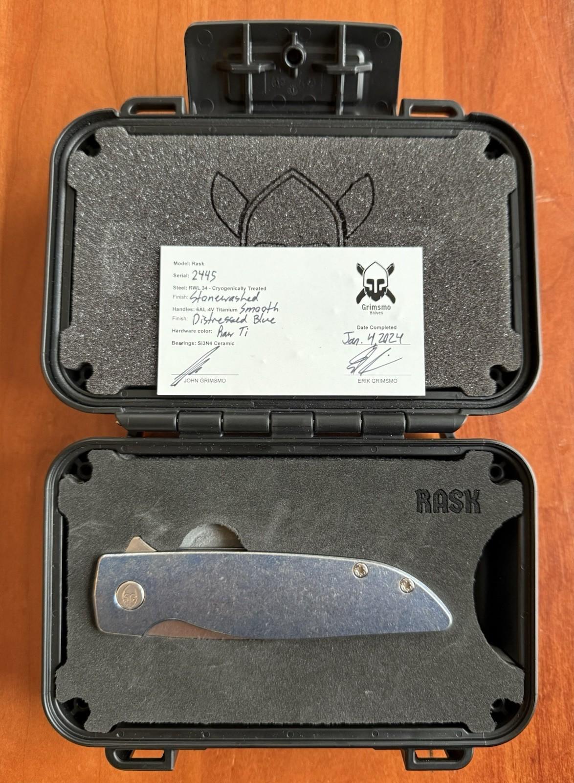 Grimsmo Rask Blue Smooth Finish Knife - Stunning Tool