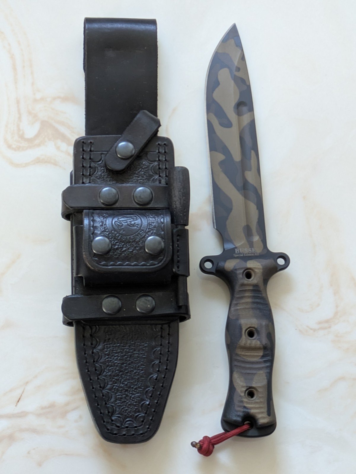 Busse Team Gemini A2 Camouflage Knife & Sheath