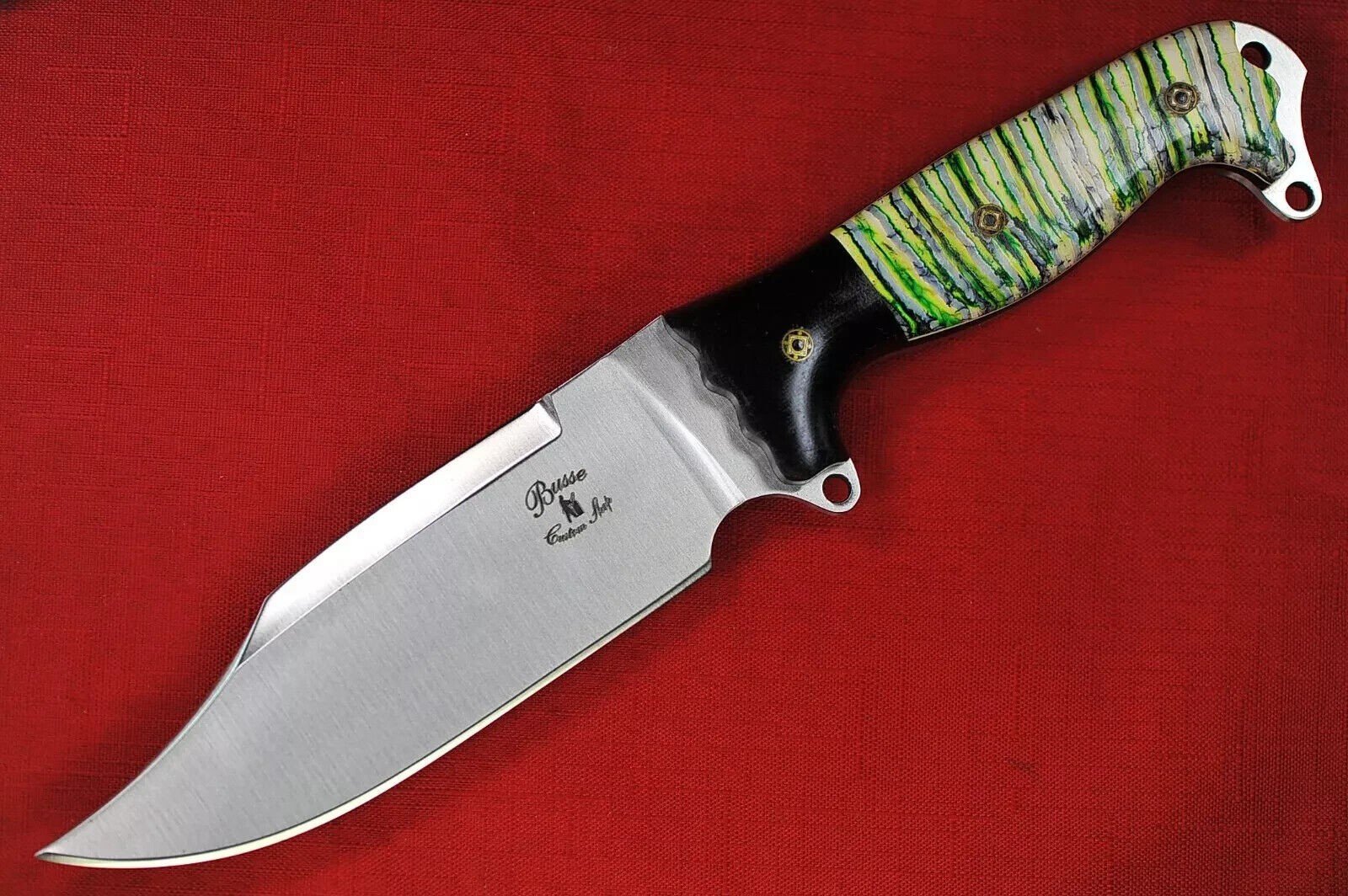 Busse Custom Nuclear ASH1 Bowie Knife - Green Marble