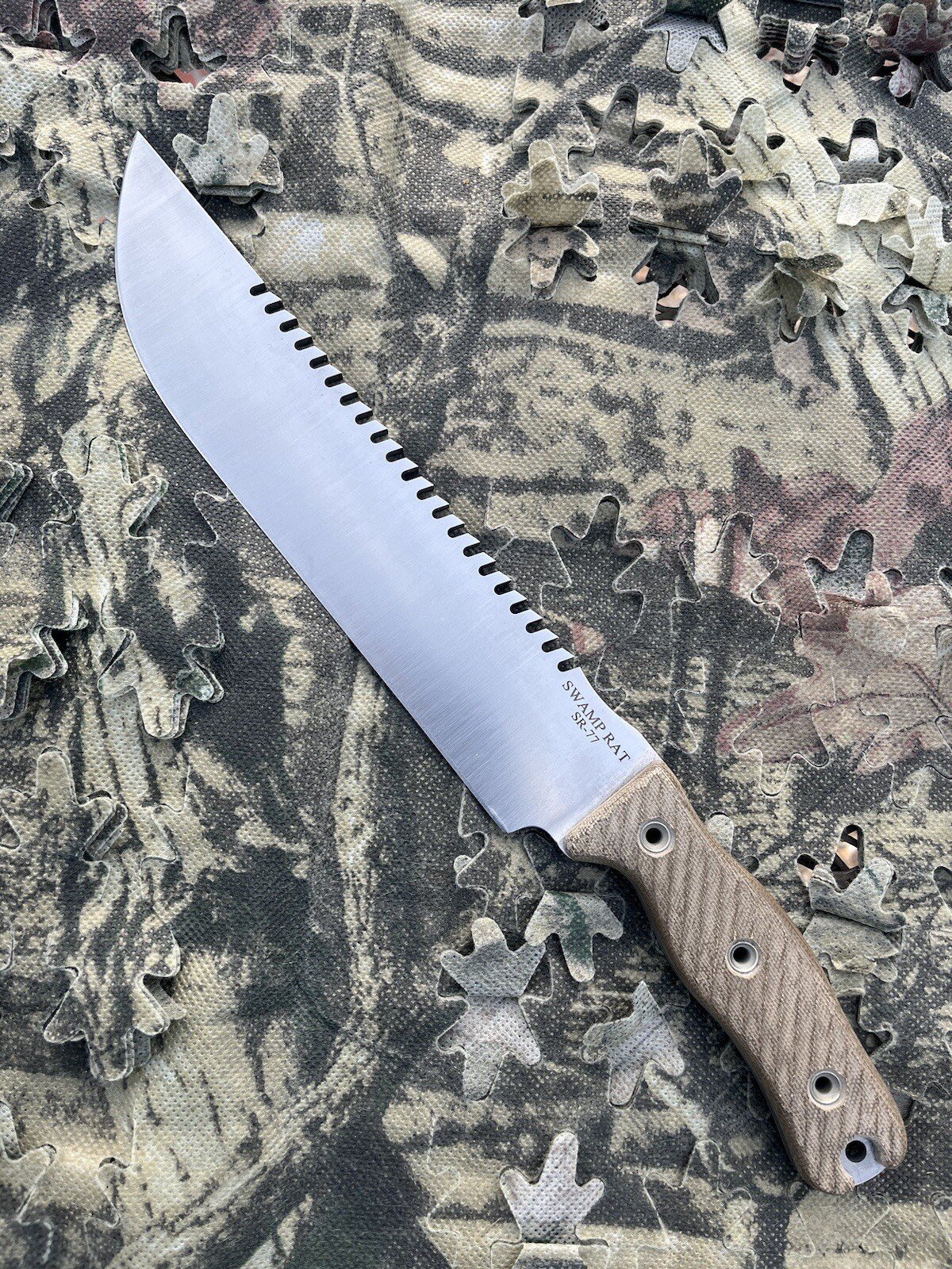 SwampRat SR-77 SawManDu Knife with Green Micarta Handle