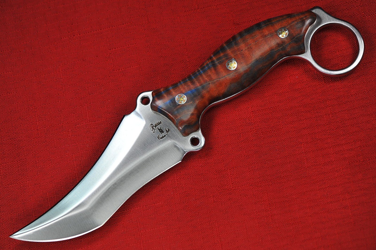 Busse Triceratops Flat Saber Knife - Maple Handle
