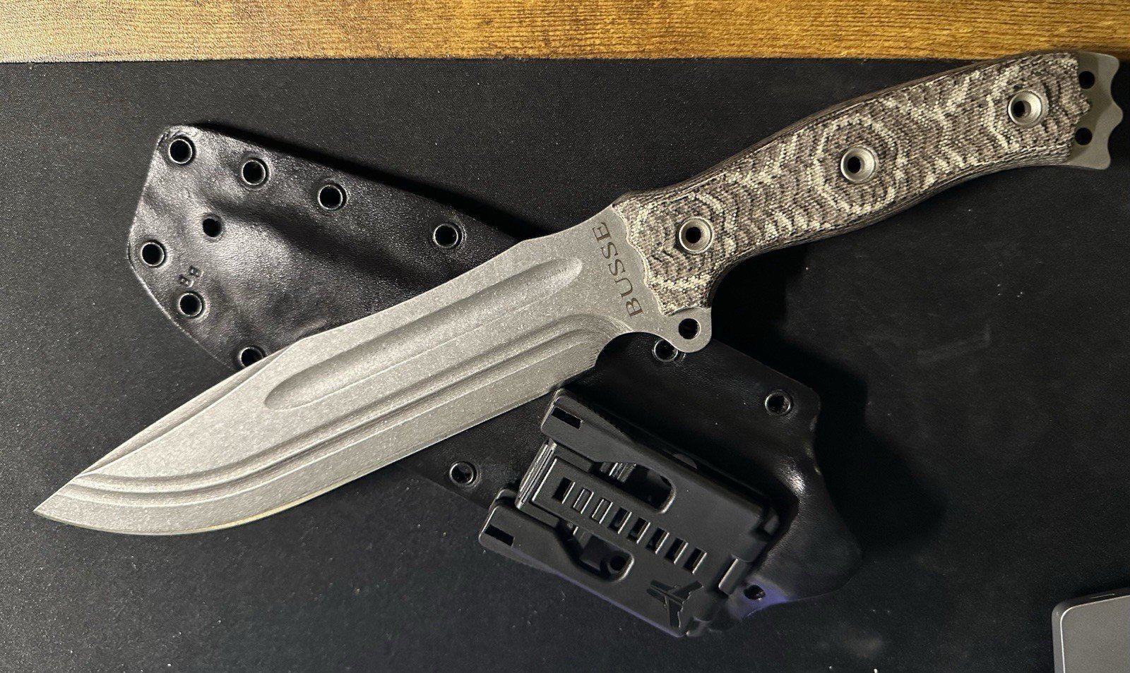 Busse Combat HellRazr II Knife - Greystone Scales