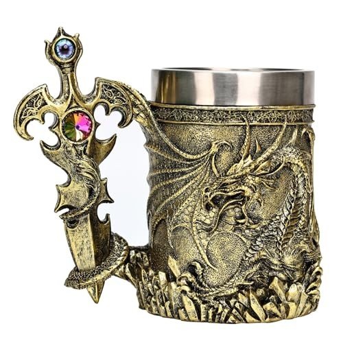 Viking Dragon Steel Beer Mug - Ideal Gift!