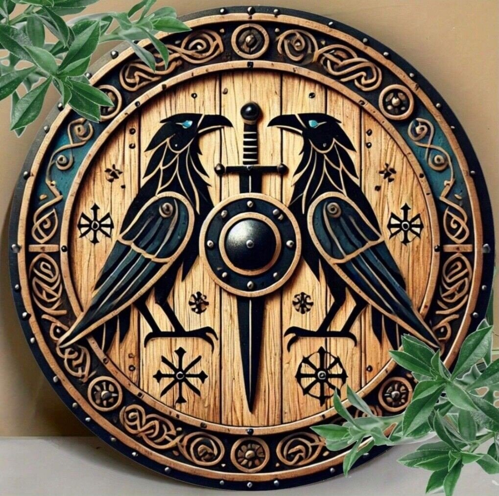 Viking Shield Metal Sign - Nordic Norseman 8”x8”