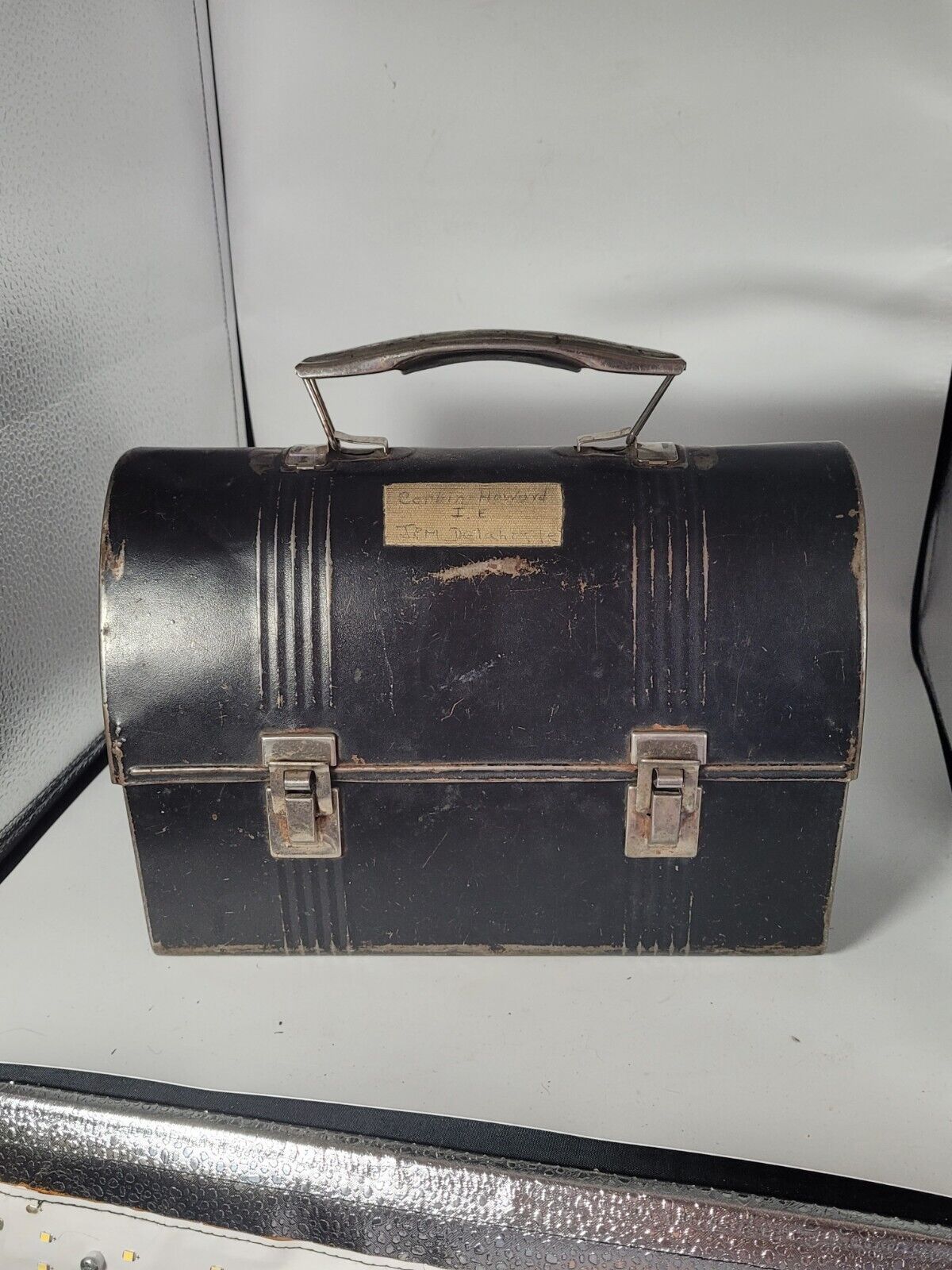 Vintage Black Dome Metal Coal Miners Lunch Box