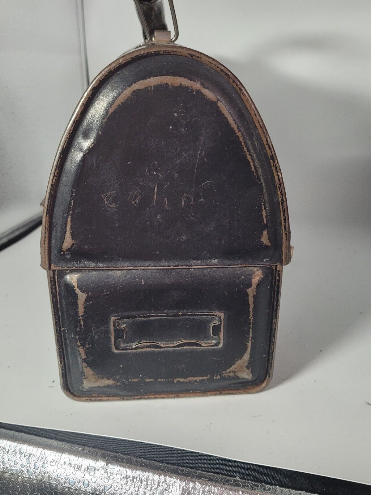 Vintage Black Dome Metal Coal Miners Lunch Box