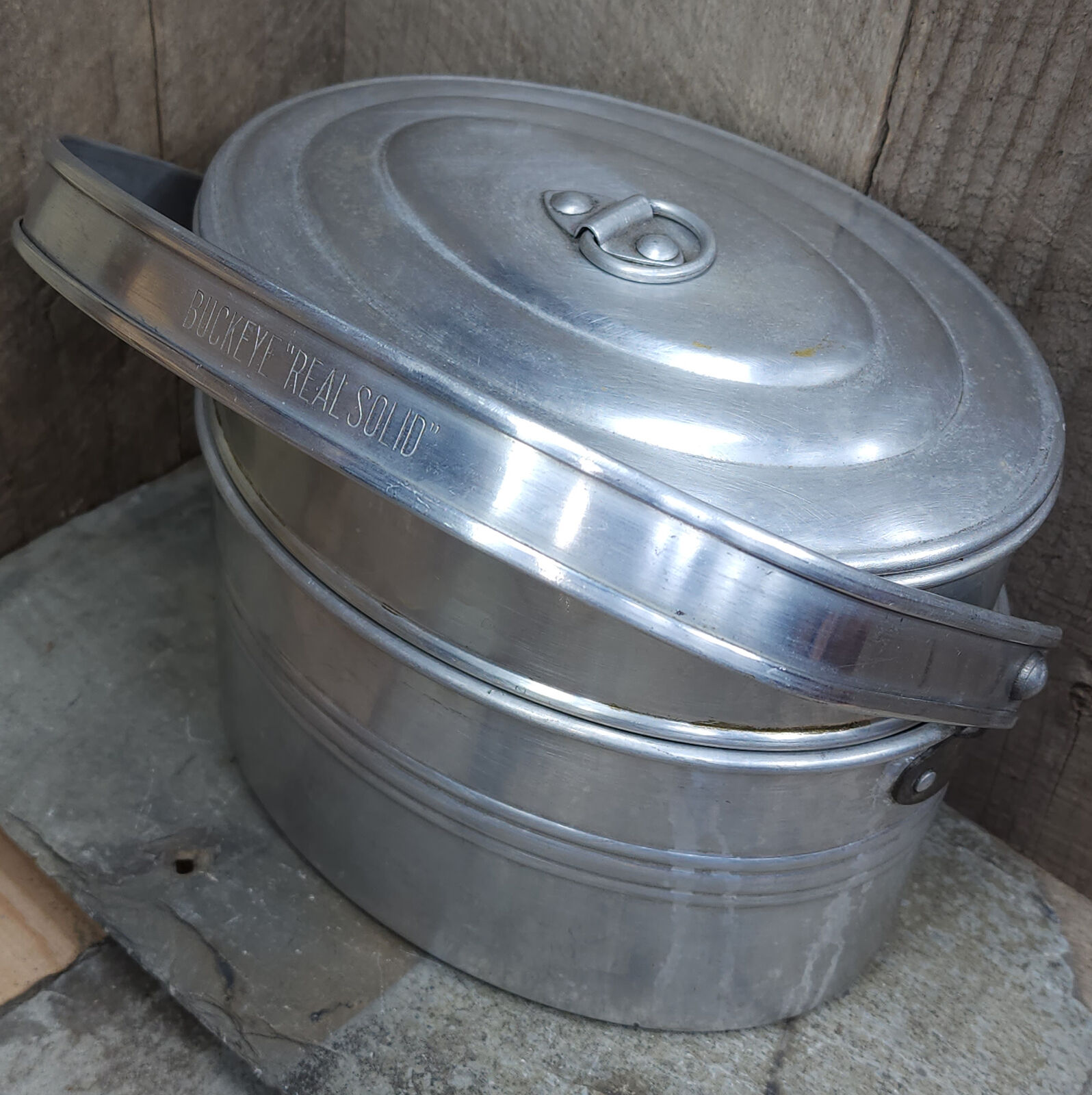 Vintage Buckeye Aluminum Coal Miner's Lunch Bucket Set