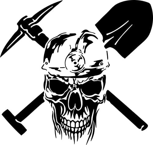 Coal Miner Skull Vinyl Decal: Pick and Shovel