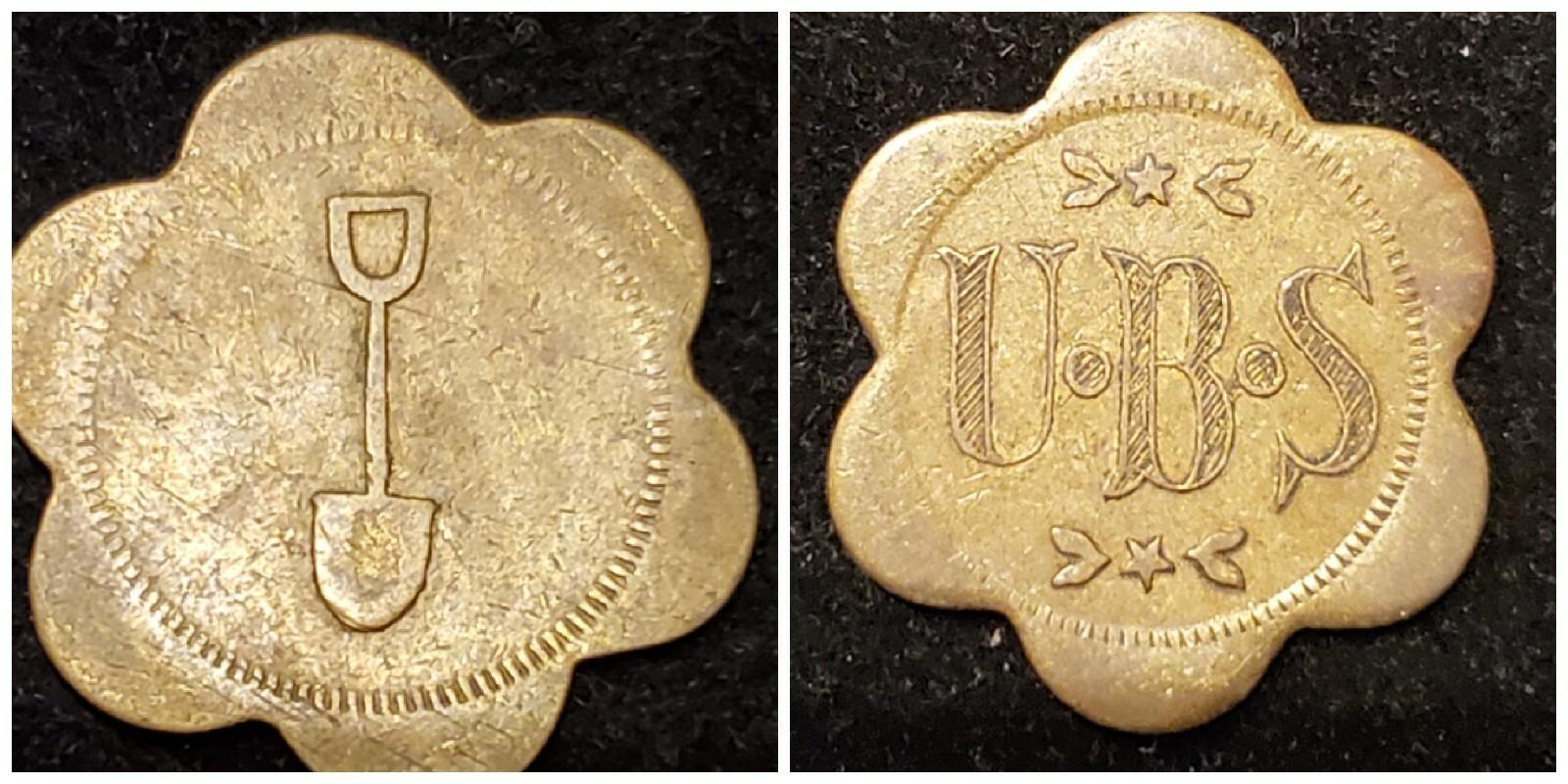 Authentic Umbria Brass Coal Mine Token, 1880s-1920s