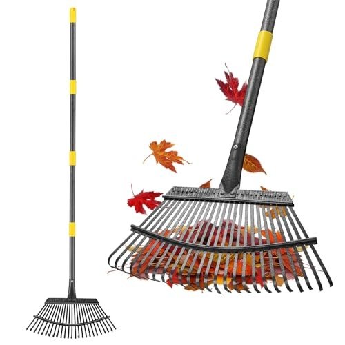 Heavy-Duty Garden Rake with 25 Non-Clogging Tines