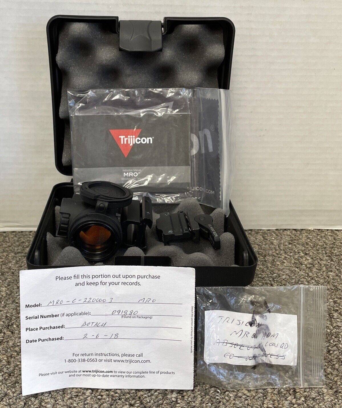 Trijicon MRO 1x25mm Red Dot Sight High Mount