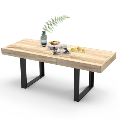 Extendable Rustic Dining Table for 6-10, Modern Kitchen