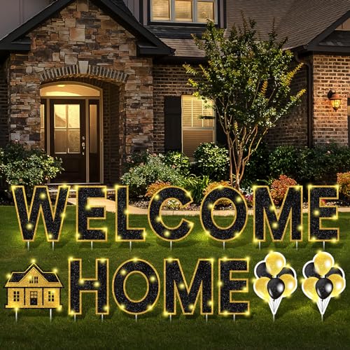 Welcome Home Lawn Sign Set with LED Lights
