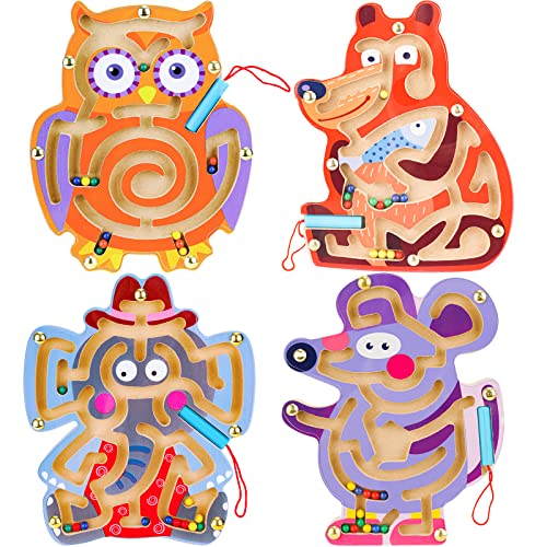 Wooden Magnetic Maze Puzzle Game Board for Kids