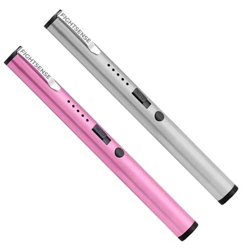 FIGHTSENSE Pink Silver Pen Stun Gun & Flashlight