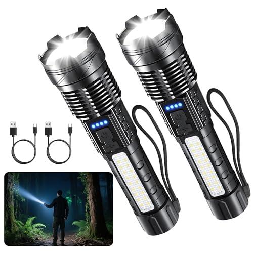 Super Bright Tactical Flashlight 2 Pack - Rechargeable