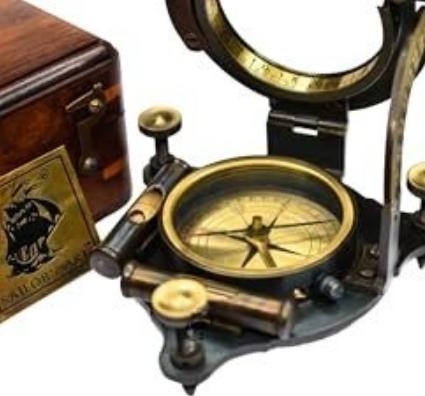 Exquisite Antique Brass Sundial Compass | J.J.Hicks London
